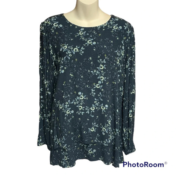 J. Jill | Tops | J Jill Green Floral Blouse No Size Tag Keyhole In The ...